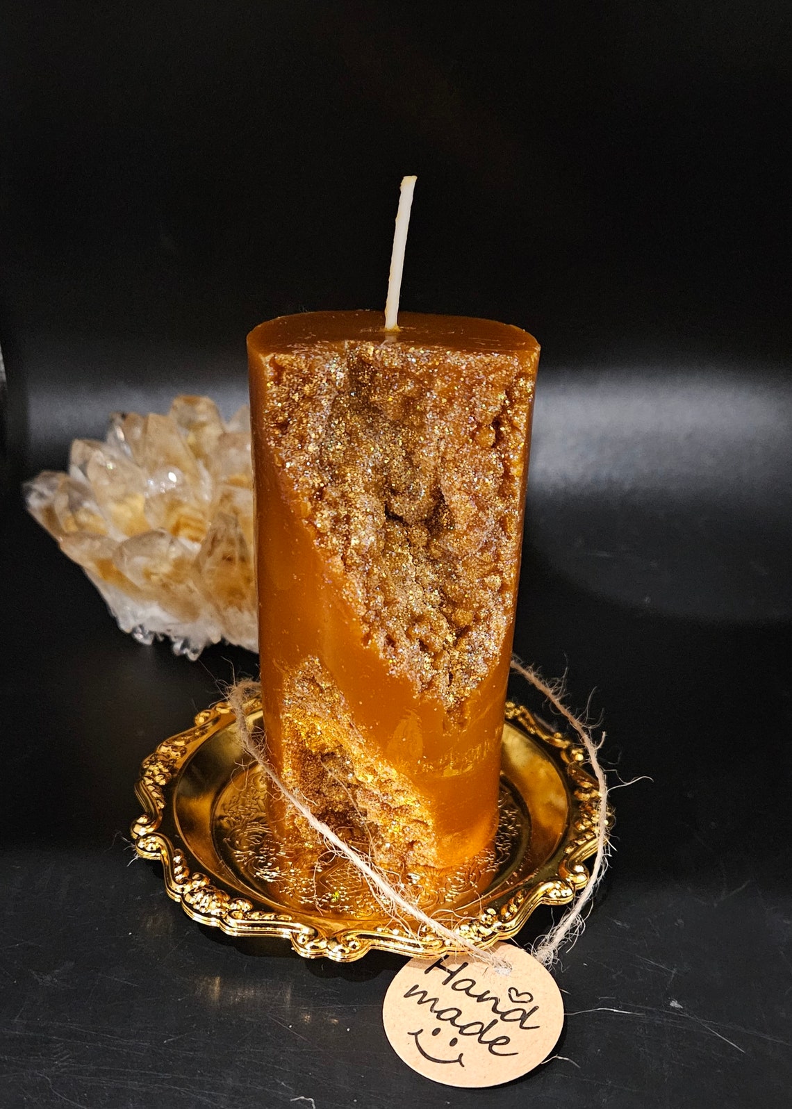 Crystal Geode Beeswax Candle/crystal Candle Geode/organic Beeswax Geode ...
