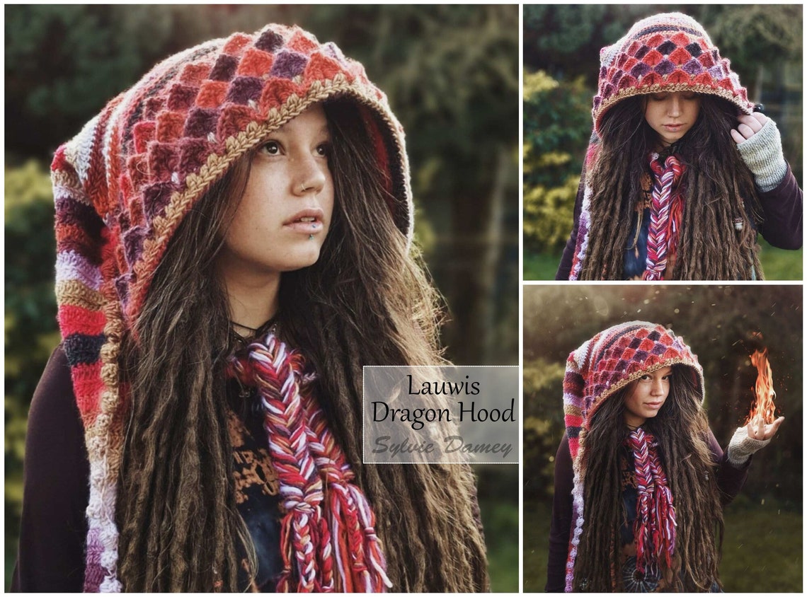 CROCHET Long Dragon Hood PATTERN lauwis Elf Fae - Etsy