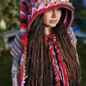 CROCHET Long Dragon Hood PATTERN, "lauwis" Elf Fae Pixie Hat Tutorial ...