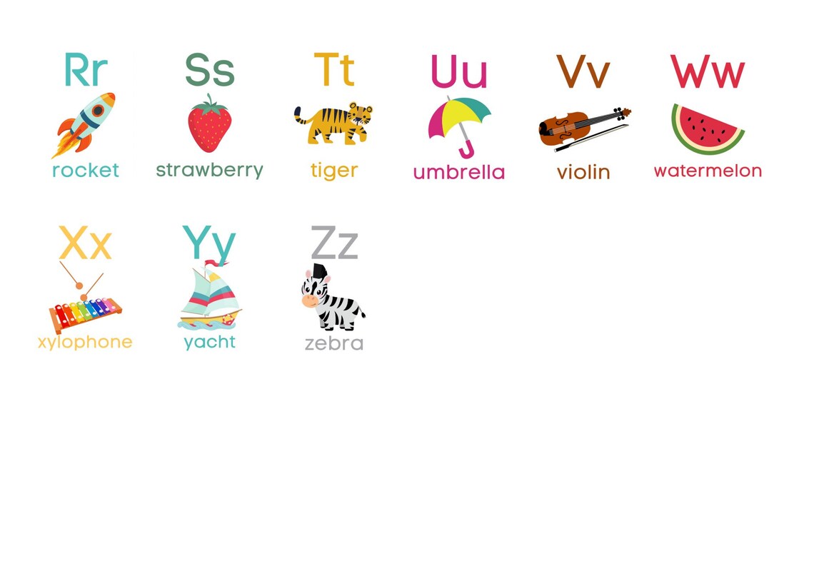 Children Learning Alphabet Cards With Pictures in English - Etsy