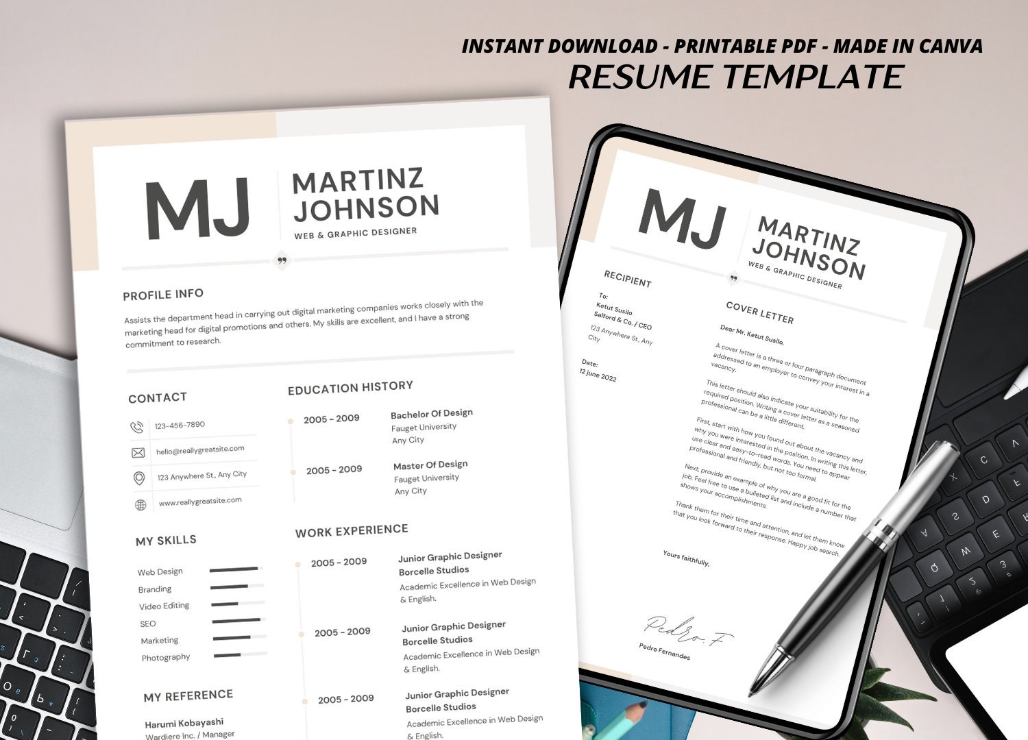 Beige Modern Professional CV Resume Template Design.pdf Clean CV ...