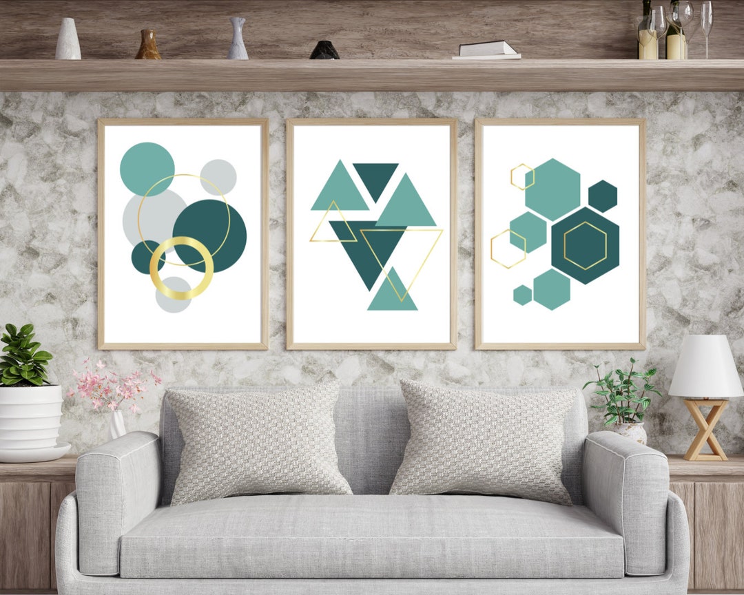 Mint Green Boho Century Art Prints Set of 3, Neutral Modern Wall Art ...