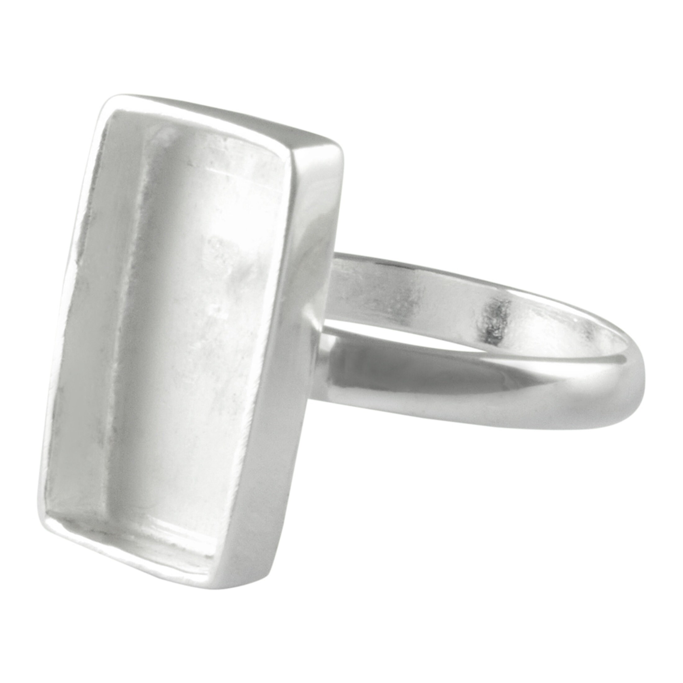 925 925 Sterling Silver 925 Silver Rectangle Bezel Ring Setting (6x4mm ...