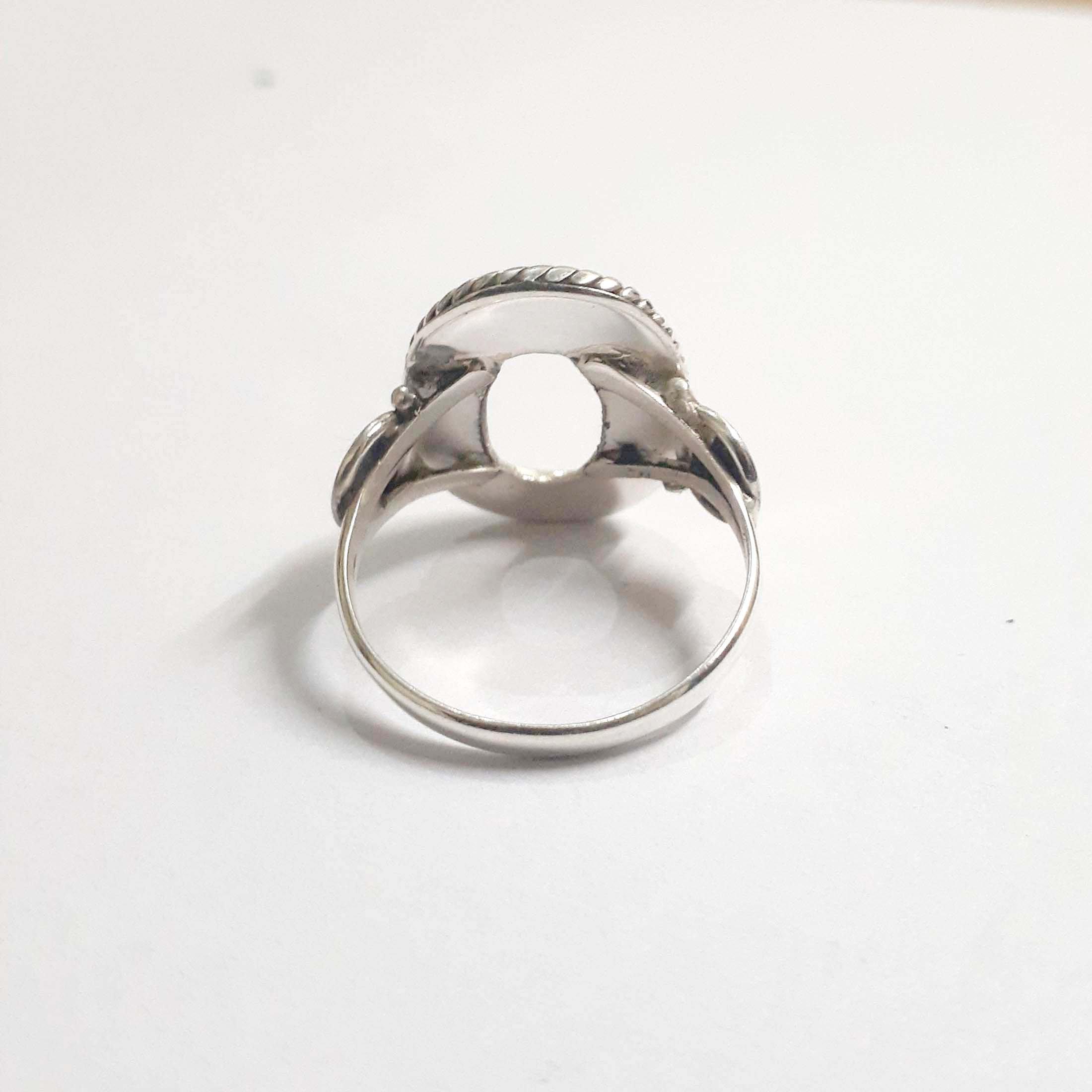 925 Sterling Silver Roped Collet Oval Ring, 6x4 Mm 25x20 Mm Bezel ...