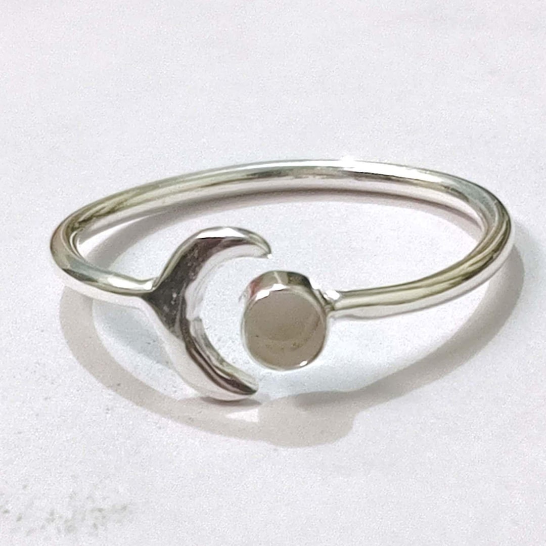 Sterling Silver Half Moon Bezel Ring Setting: DIY Jewelry (2mm Deep, 3 ...