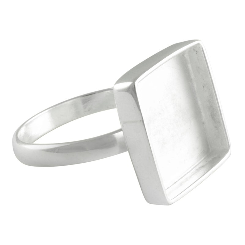 Silver Ring Square Blank - Etsy UK