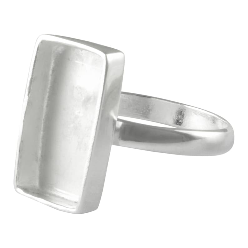 925 925 Sterling Silver 925 Silver Rectangle Bezel Ring Setting (6x4mm ...