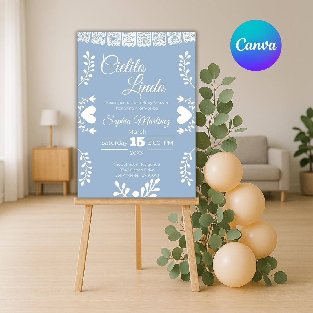 Cielito Lindo Baby Shower Welcome Sign – Editable Canva Template ...