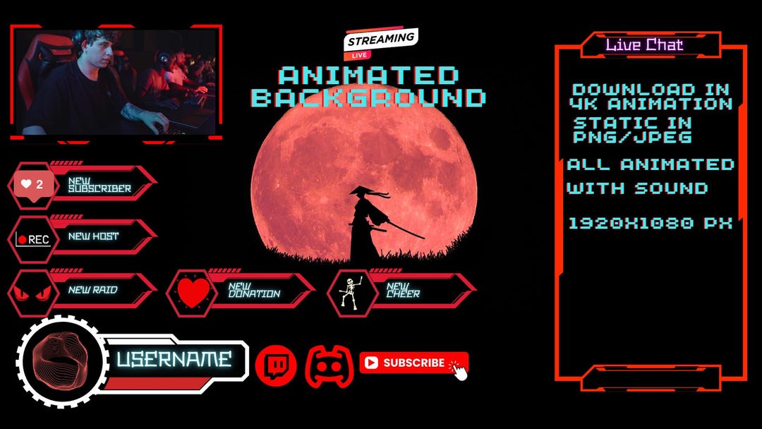 Vtuber Background in Powerful Samurai/ninja Style – Animated Twitch ...