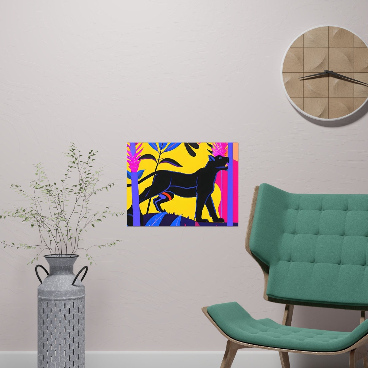 Black Puma in a Colorful Jungle AI Art Unique Gift Idea Square Poster ...
