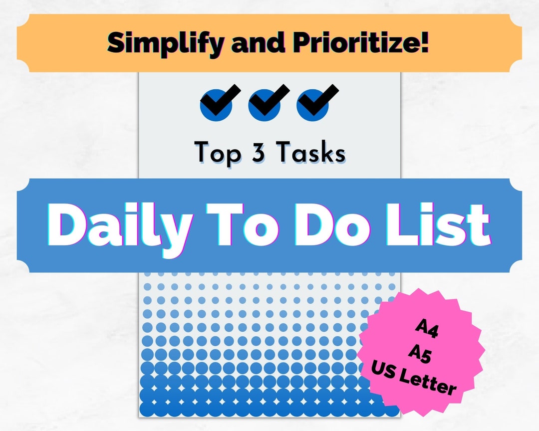 To Do List, Top 3 Tasks, Daily to Do List, Printable, Organize ...