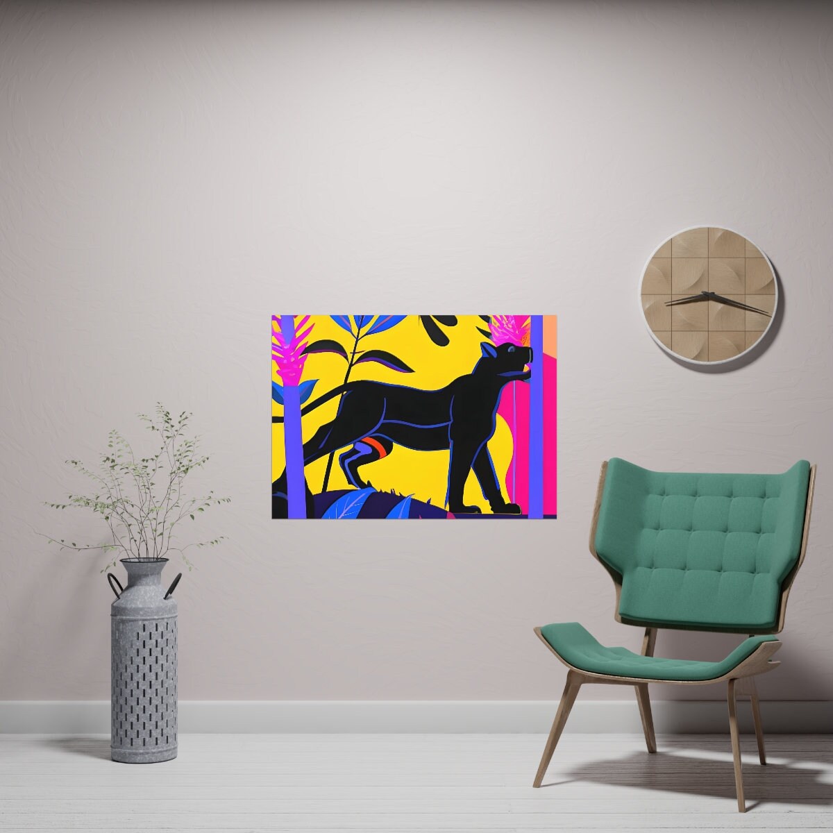 Black Puma in a Colorful Jungle AI Art Unique Gift Idea Square Poster ...