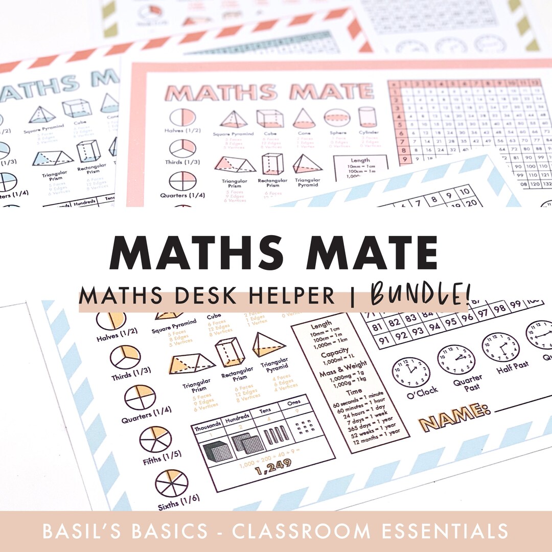 Maths Mate Maths Desk Helper Bundle | Basil's Basics | Kindy - Year 6 ...