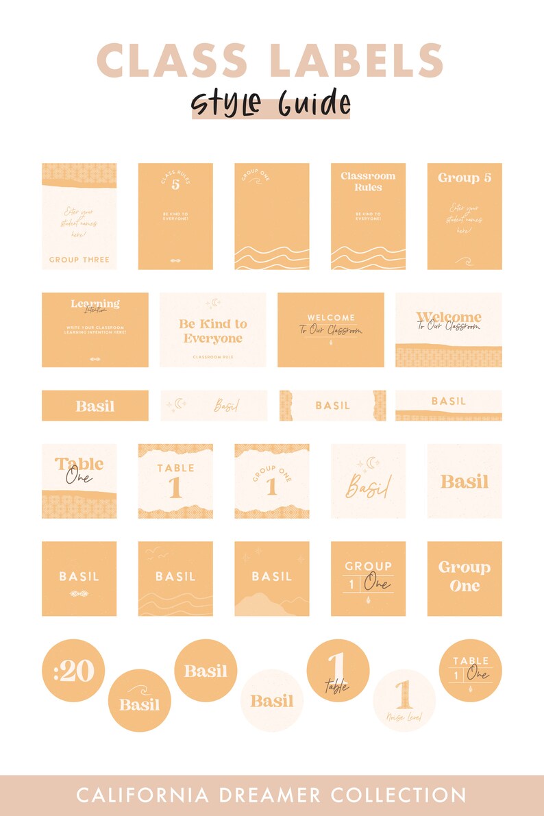 Classroom Labels + Signs | Classroom Decor - California Dreamer - Etsy ...