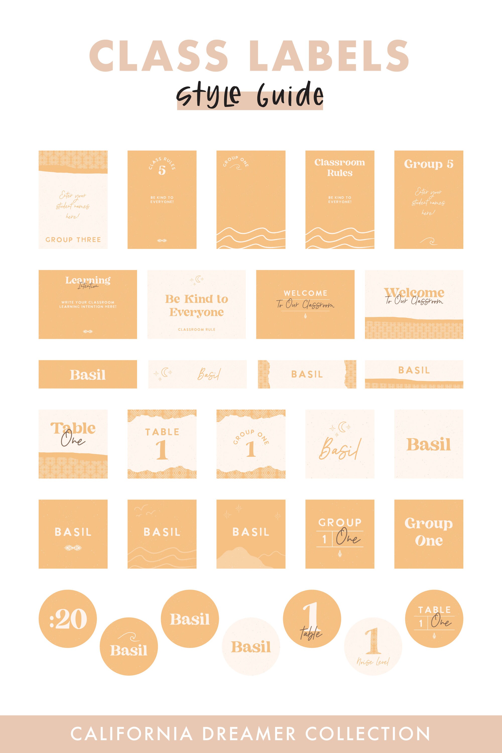 Classroom Labels + Signs | Classroom Decor - California Dreamer - Etsy ...