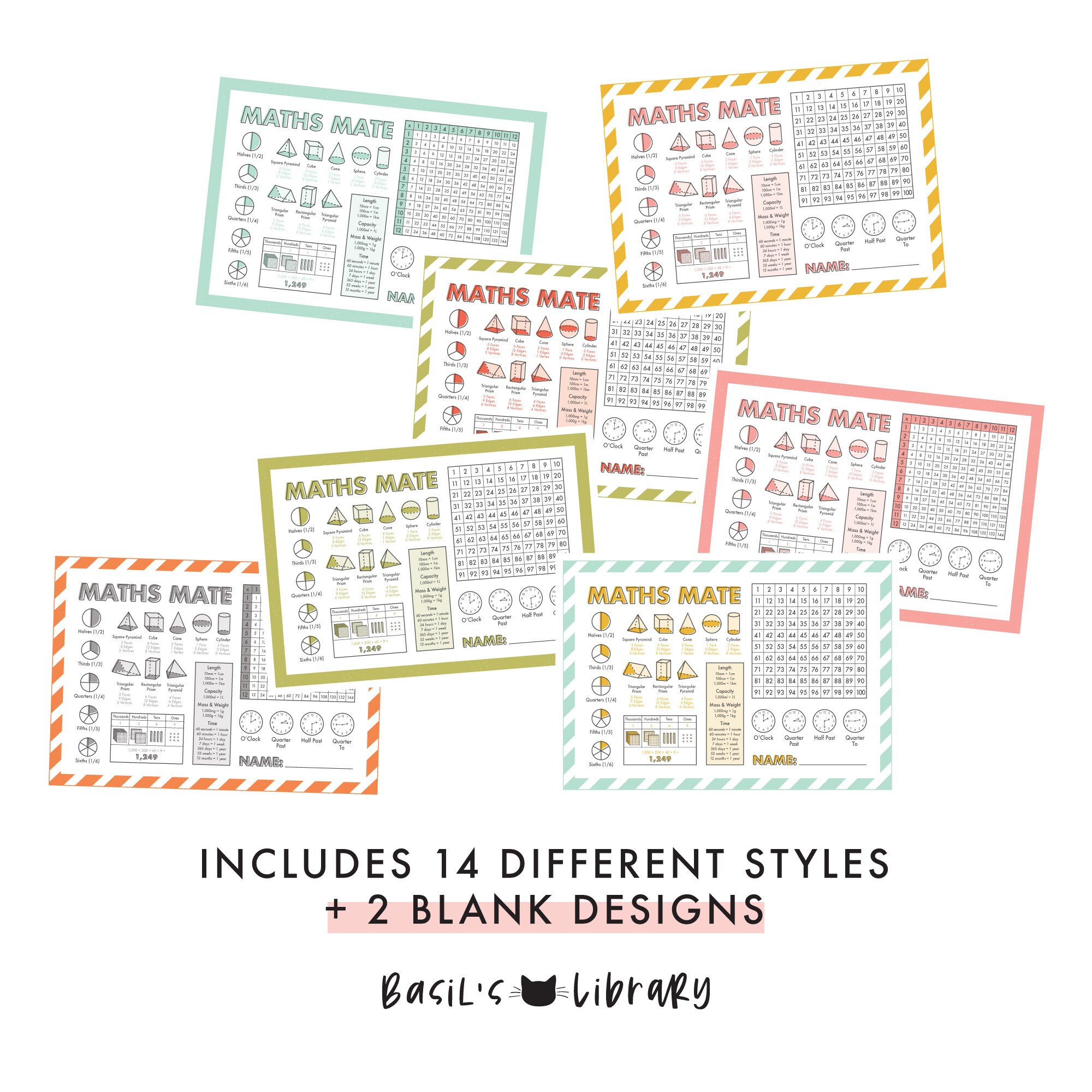 Maths Mate Maths Desk Helper | Basil's Basics | Year 3 - 6 - Etsy