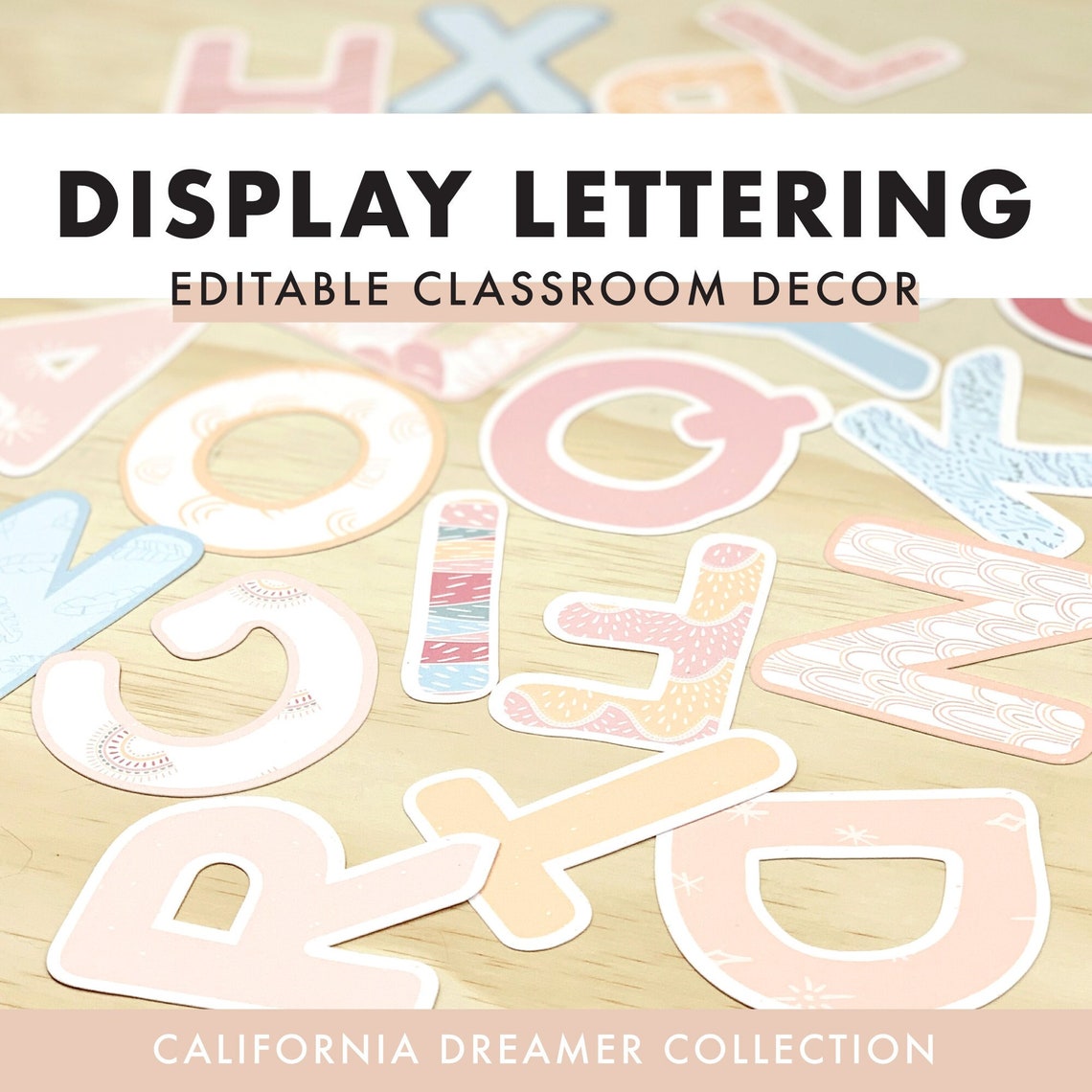 Bulletin Board Lettering | Classroom Decor - California Dreamer - Etsy ...