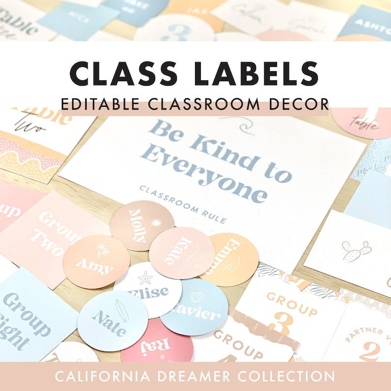 Classroom Labels + Signs | Classroom Decor - California Dreamer - Etsy ...