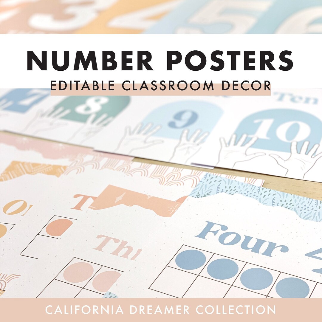 Number Posters Classroom Decor California Dreamer - Etsy Australia