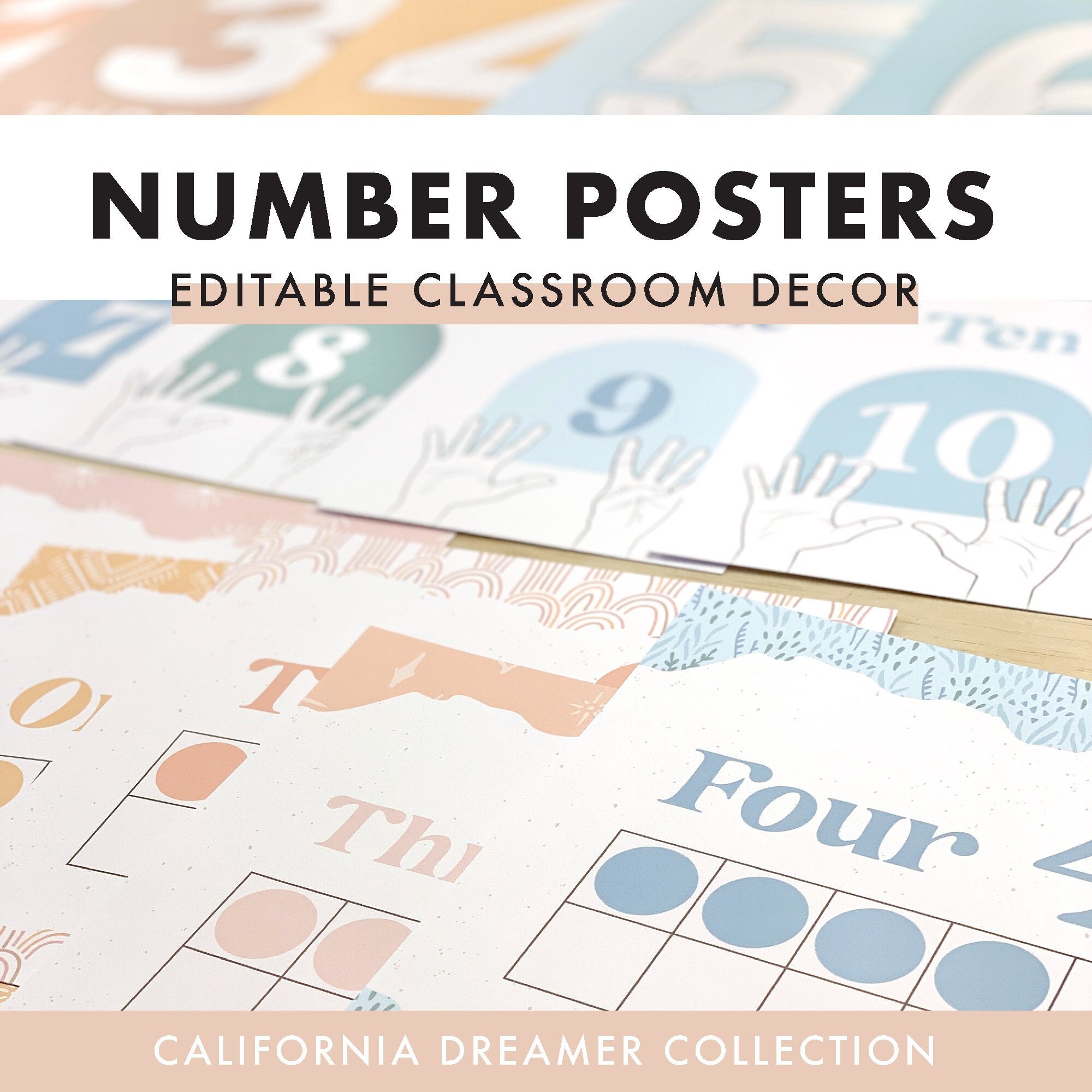 Number Posters Classroom Decor California Dreamer - Etsy
