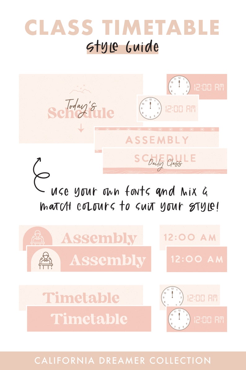 Classroom Timetable | Classroom Decor - California Dreamer - Etsy