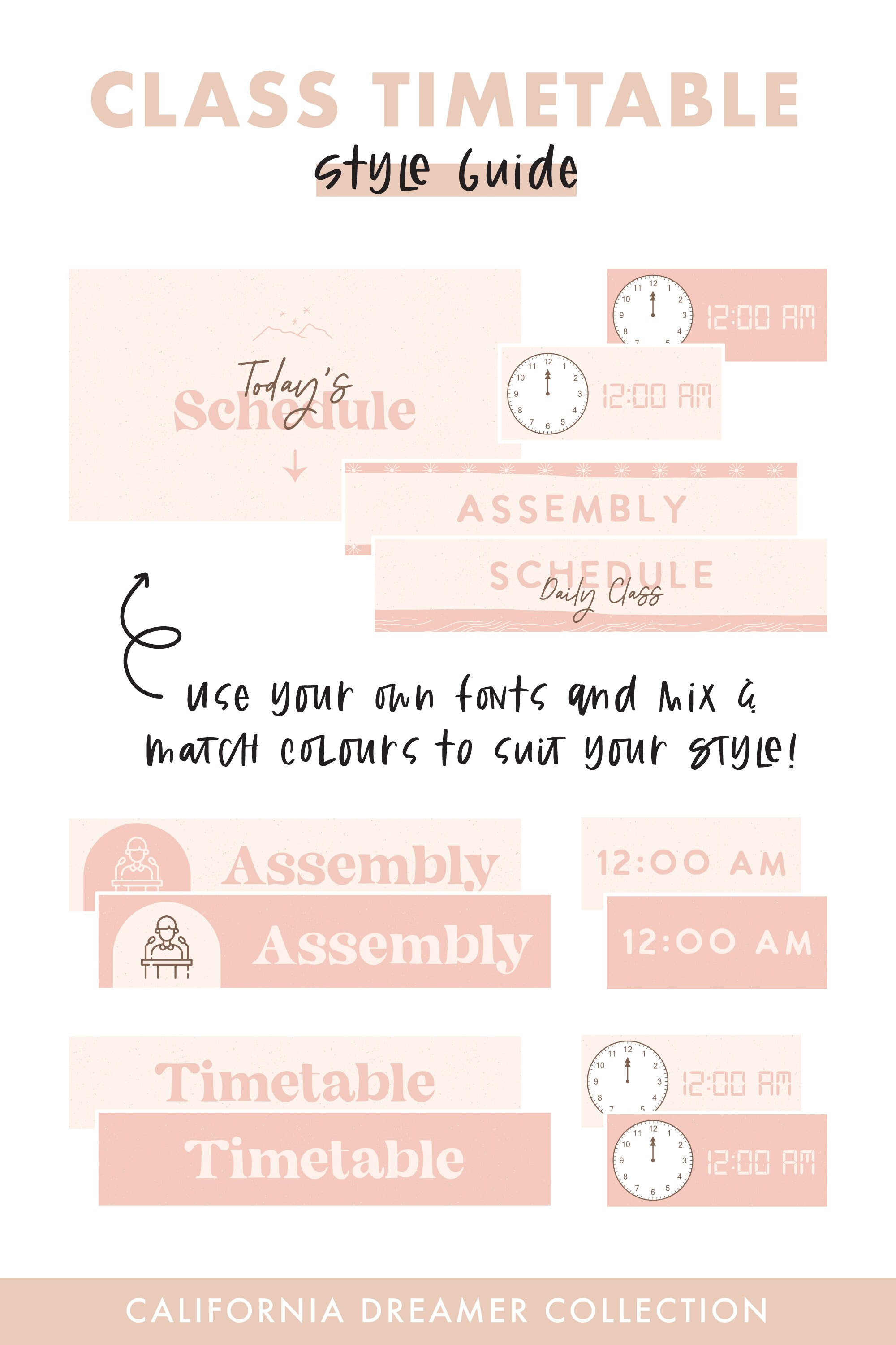 Classroom Timetable | Classroom Decor - California Dreamer - Etsy