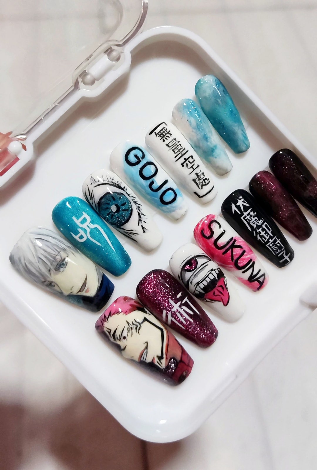 Jujutsu Kaisen Press on Nailsgojo Satoru Figures Handmade Nailsryomen ...