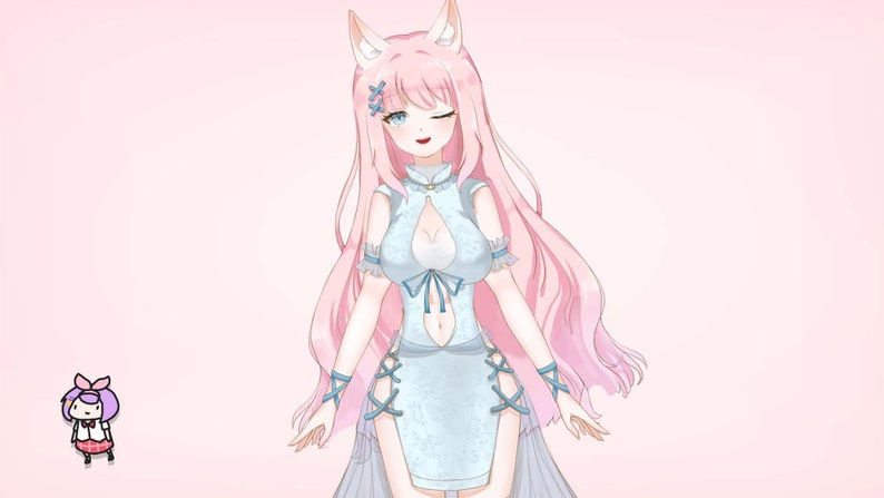 Vtuber personnalisé - modèle vtuber pour fille - Avatar Live2D demi ...
