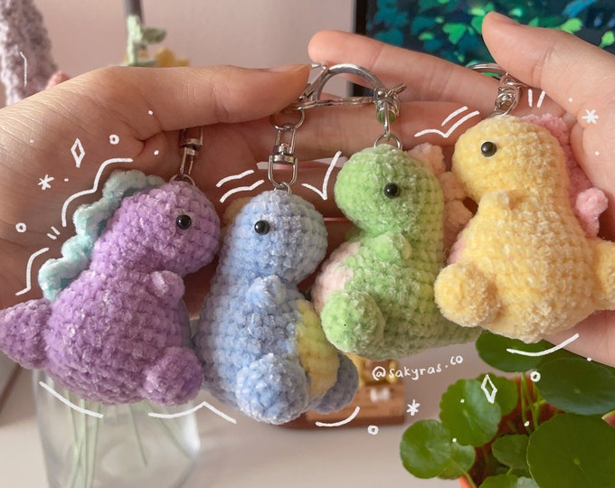 Cute Crochet Dinosaur Keychain, Kawaii Dino Amigurumi - Etsy