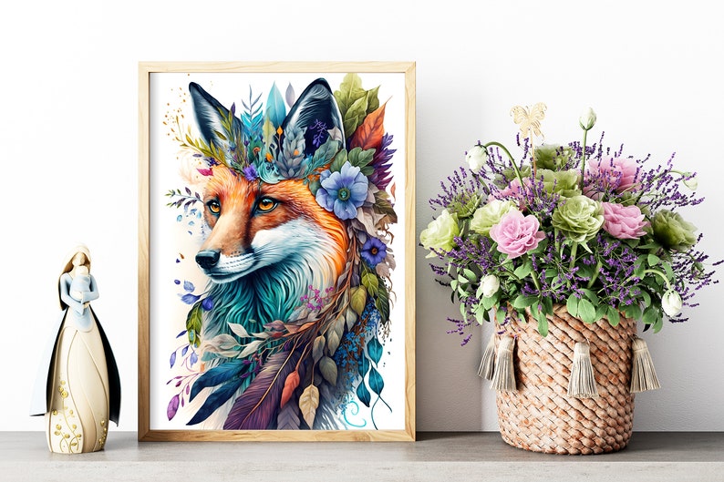 FOX ARTWORK NATURE Poster Water Color Painting Digital - Etsy