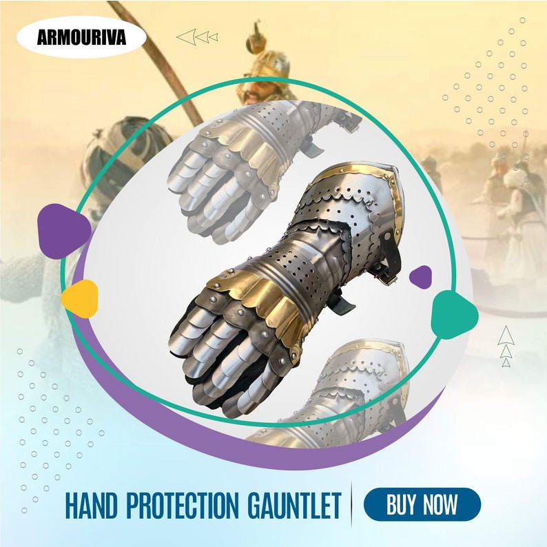 Medieval Gauntlet Gloves From Armouriva Exports Brass Accents Gauntlet ...