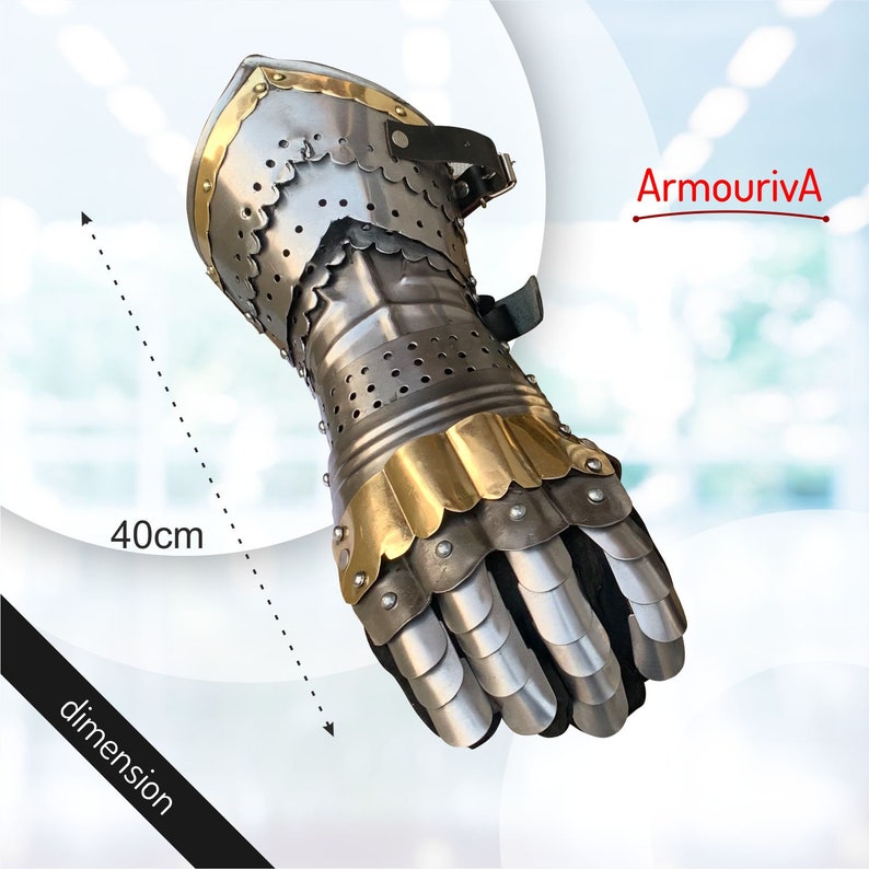 Medieval Gauntlet Gloves From Armouriva Exports Brass Accents Gauntlet ...