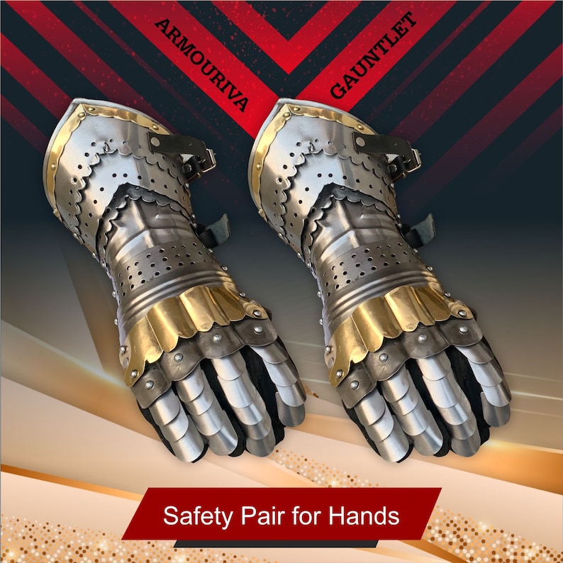 Medieval Gauntlet Gloves From Armouriva Exports Brass Accents Gauntlet ...