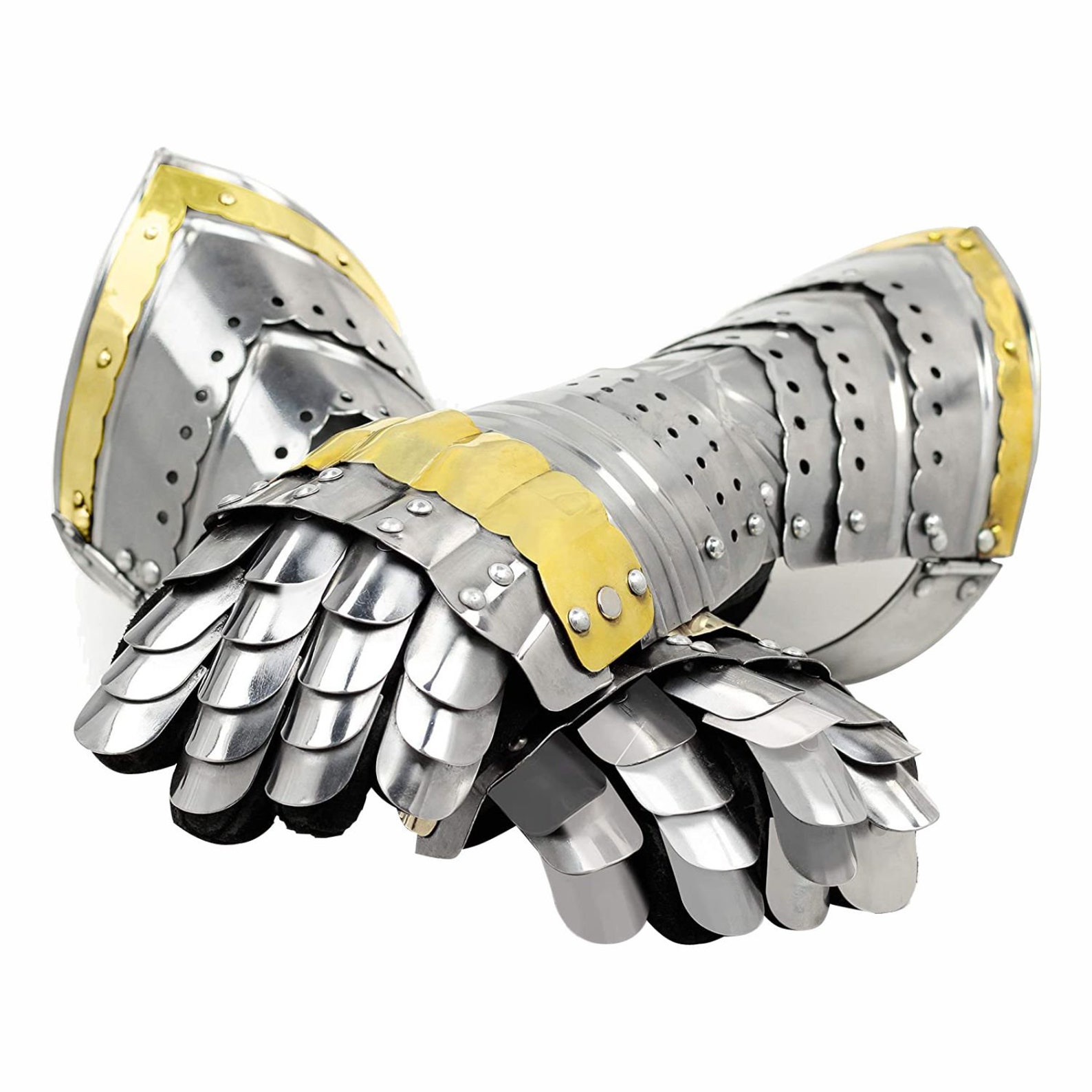 Medieval Gauntlet Gloves From Armouriva Exports Brass Accents Gauntlet ...