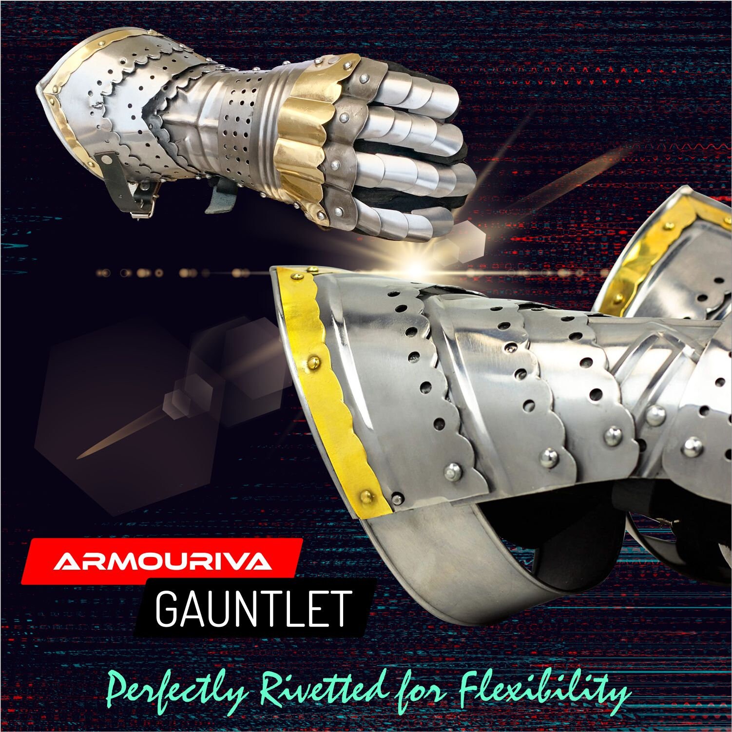 Medieval Gauntlet Gloves From Armouriva Exports Brass Accents Gauntlet ...