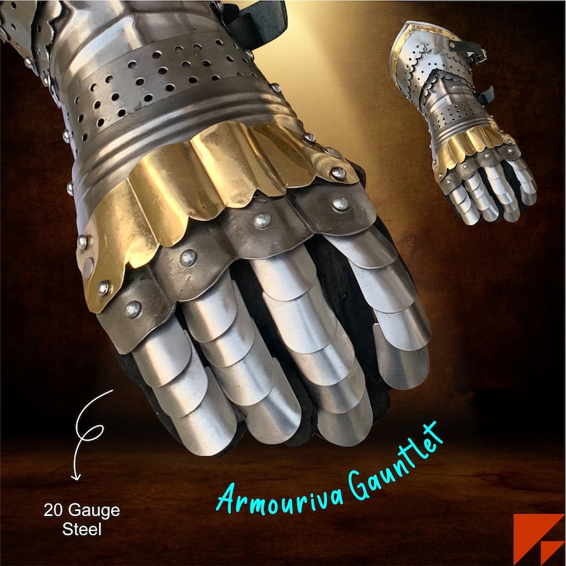 Medieval Gauntlet Gloves From Armouriva Exports Brass Accents Gauntlet ...