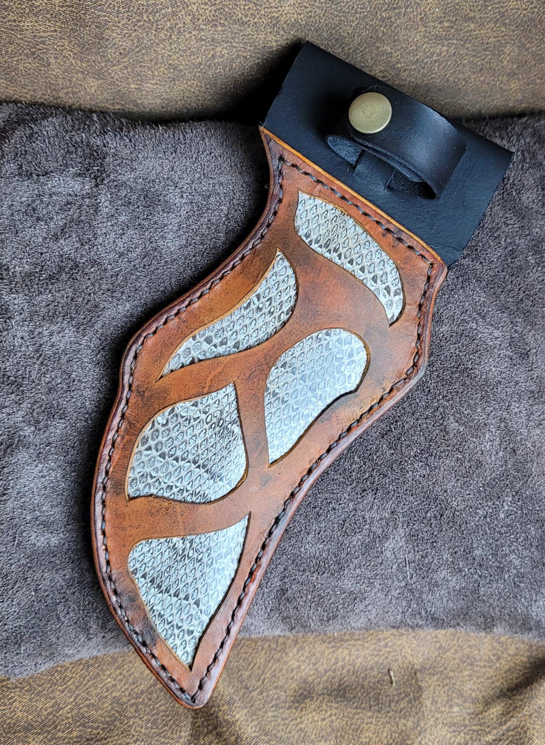 Handmade Leather Knife Sheath | Snake Skin & Cow Hide - Etsy