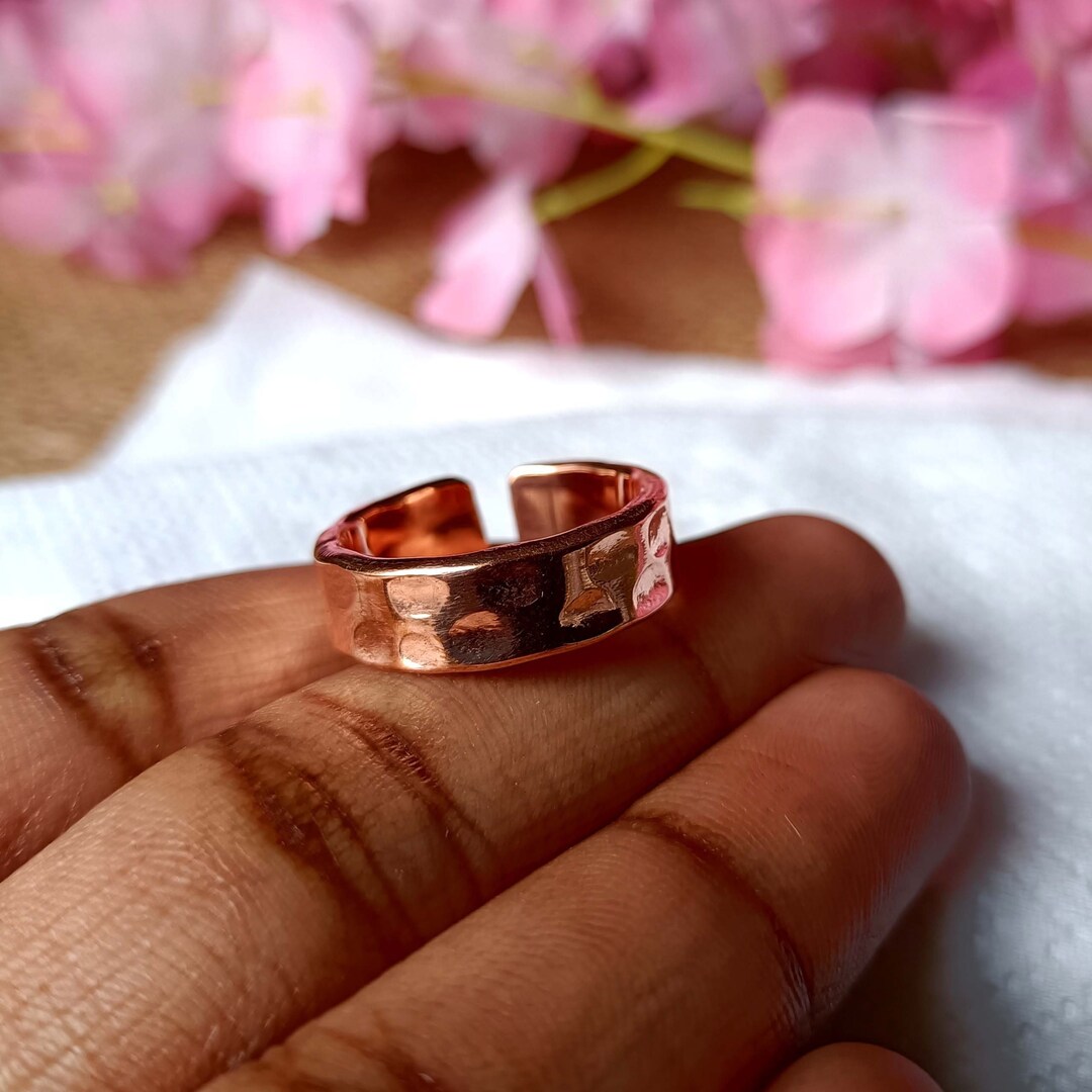 Hammered Copper Ring, Handmade Ring, 925 Silver Ring, Pure Copper Ring ...