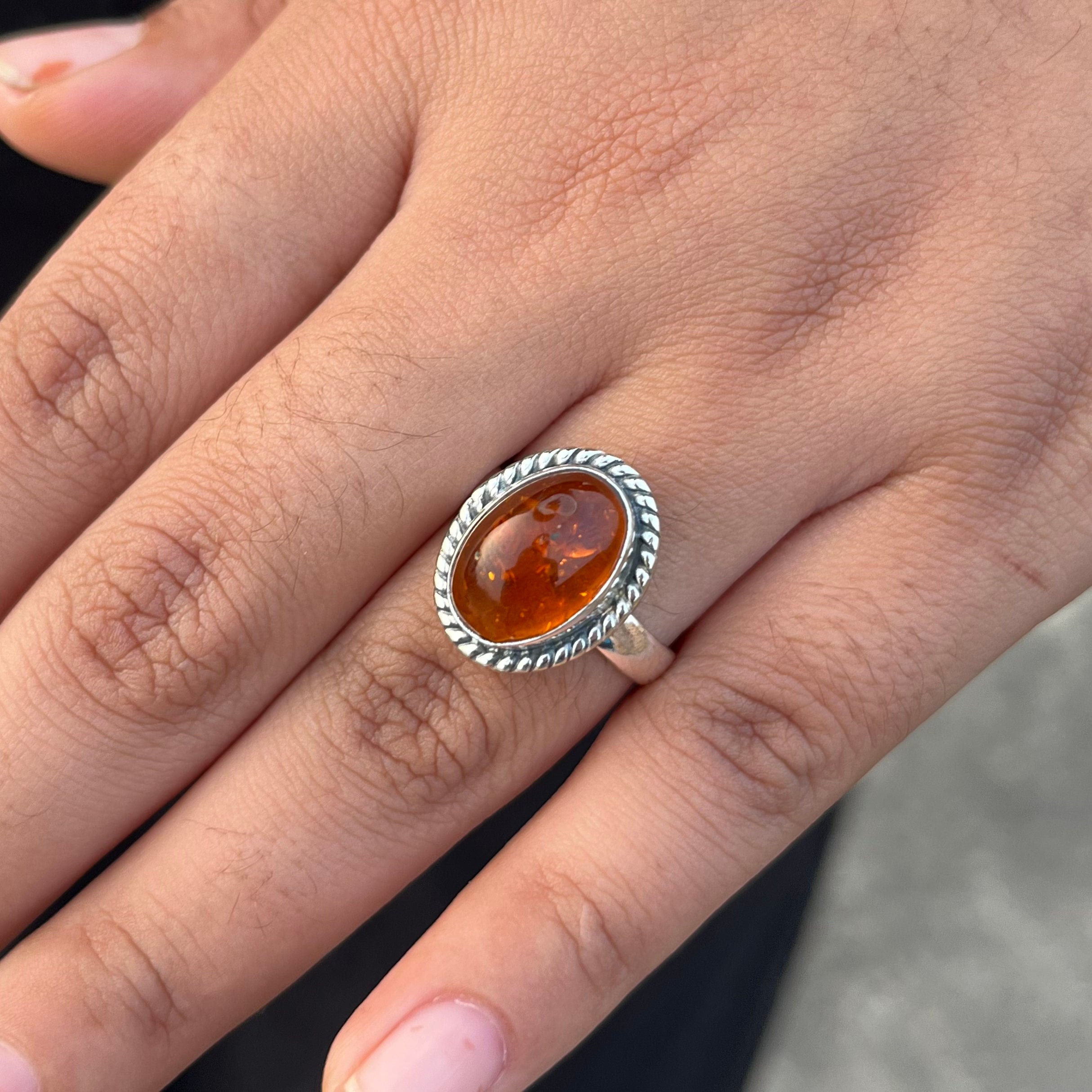 Amber Ring, Natural Amber, Dainty Ring, Handmade Ring, 925 Silver Ring ...