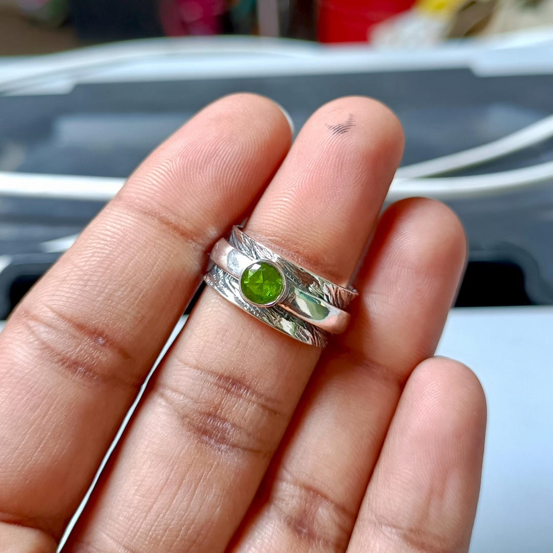 Peridot Ring, Handmade Ring, Spinner Ring, 925 Silver Ring, Natural ...