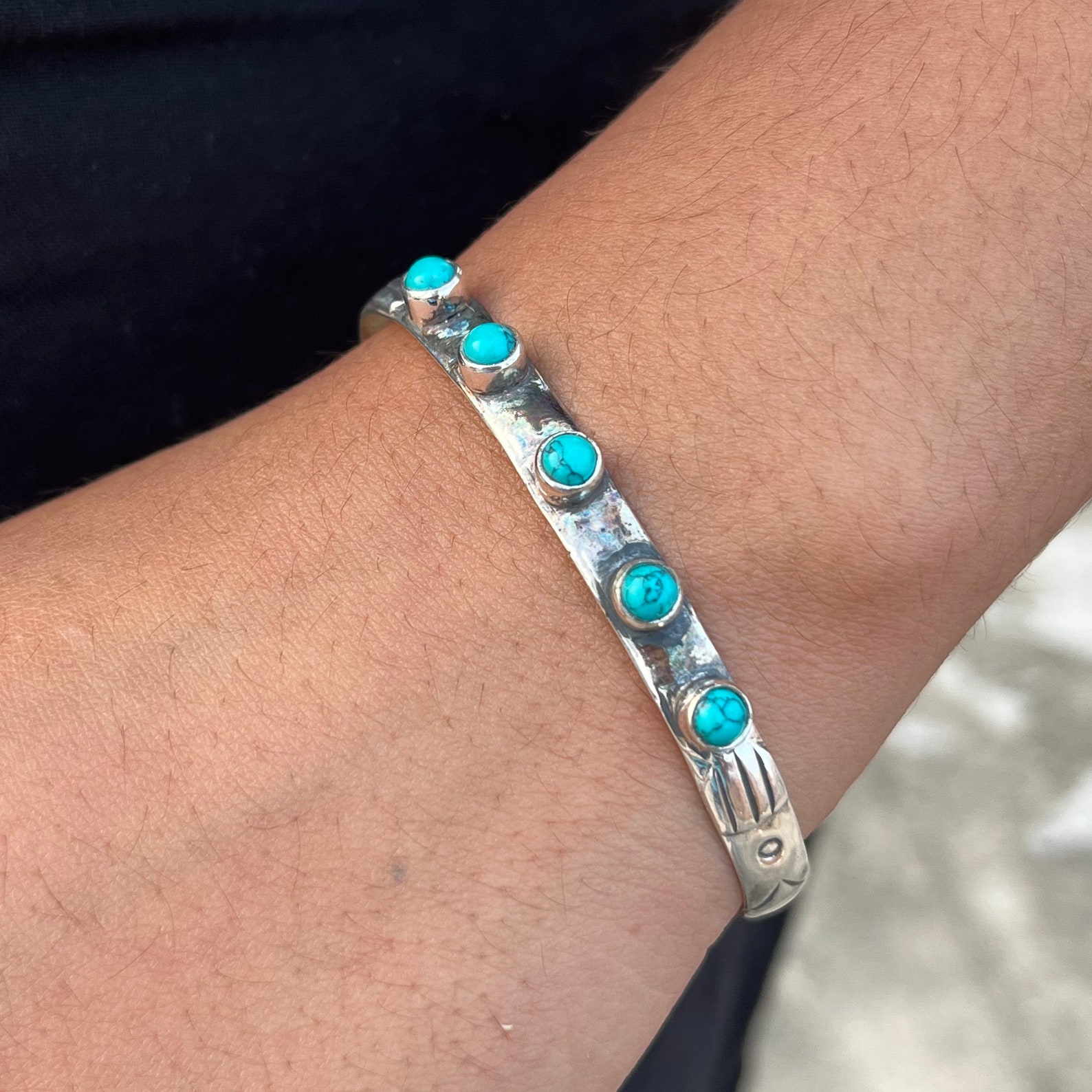 Turquoise Bangle, Handmade Bangle, Statement Bangle, Turquoise Jewelry, Boho Bangle, Gemstone ...