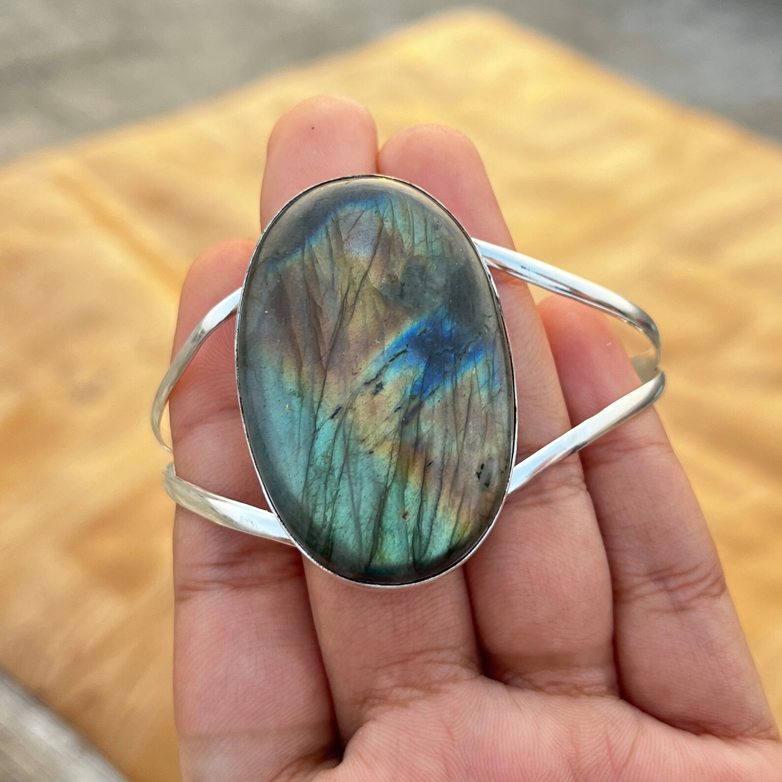 Labradorite Bangle, Women Bangle, Handmade Bangle, Gemstone Bangle ...