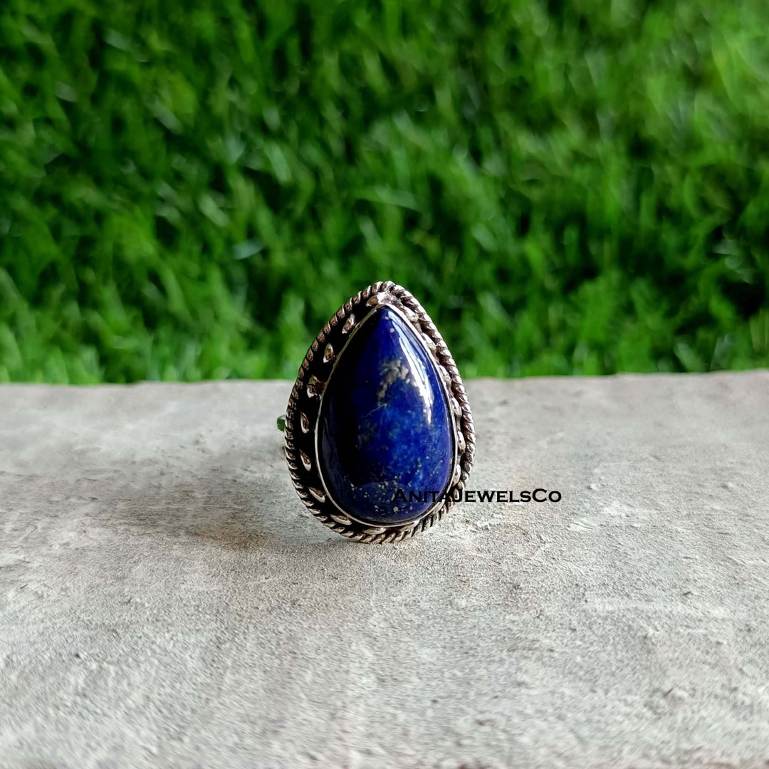 Blue Lapis Lazuli Ring, 925 Silver Ring, Boho Ring, Statement Ring ...