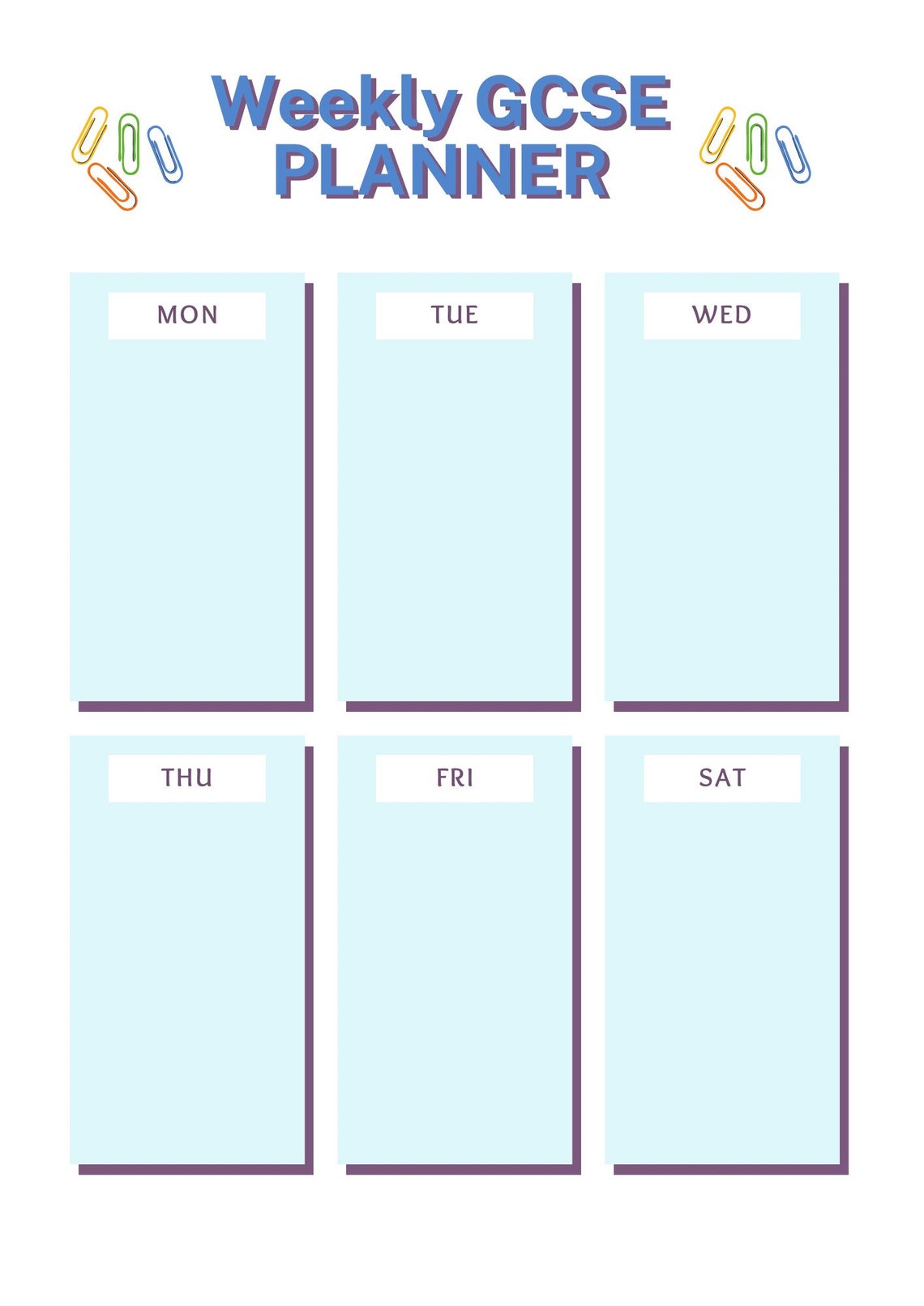 GCSE Planner Printable - Etsy