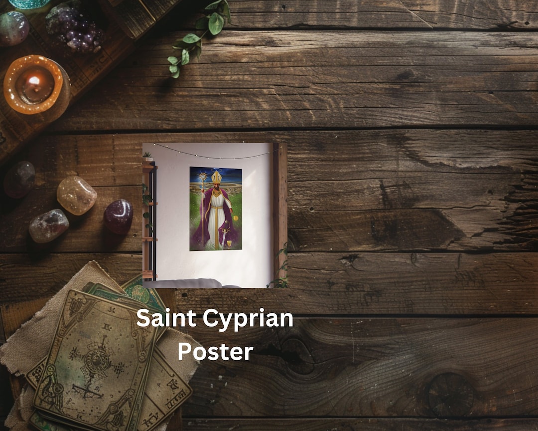 Saint Cyprian Poster: Mystical Reverence 24x26in Showcasing Saint of ...