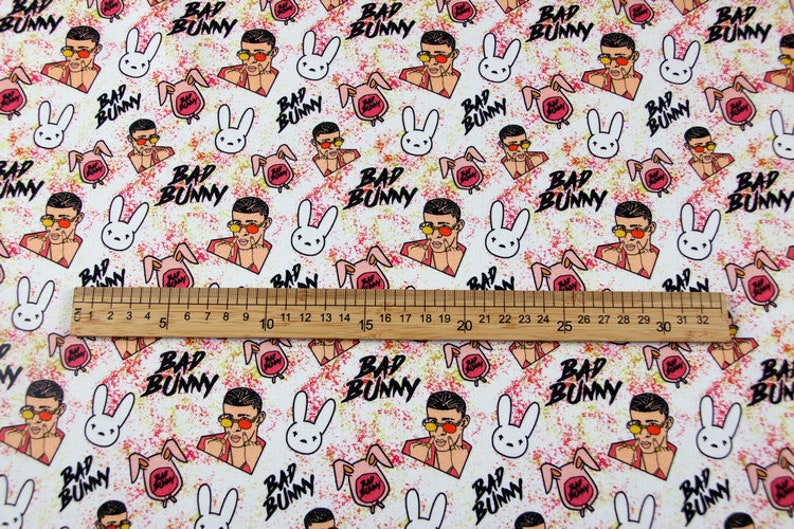 Bad Bunny Fabric Cartoon Character Fabric 100% Cotton Fabric - Etsy