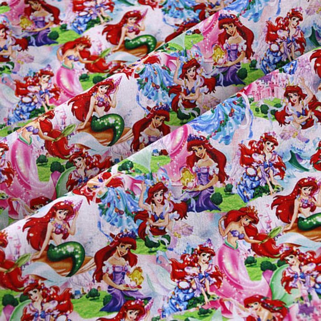 Disney Little Mermaid Ariel Fabric Princess Fabric 100% Cotton Fabric ...