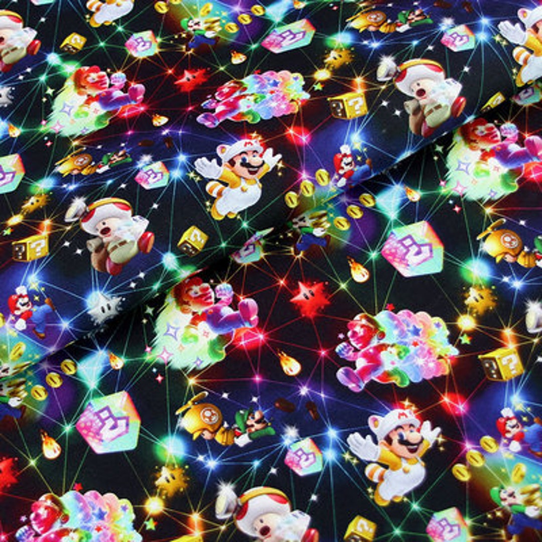 Super Mario Fabric Mario Fabric 100% Cotton Fabric by the Half - Etsy
