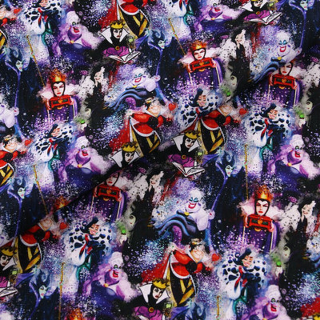 Evil Characters in Disney Fabric Villain Fabric Halloween Fabric ...