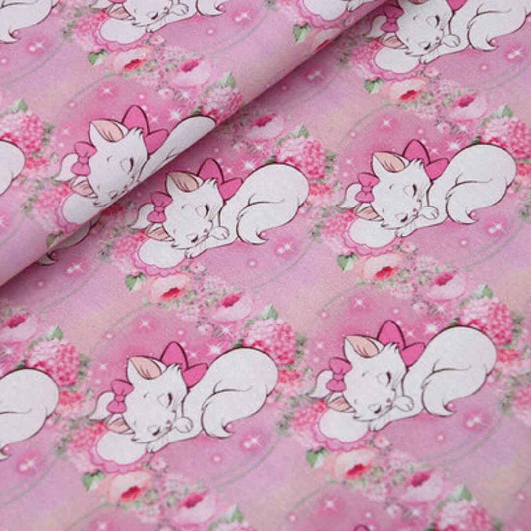 Marie Cat Fabric Aristocats Pink White-furred Kitten Fabric Cartoon ...